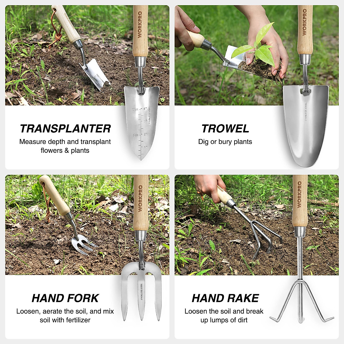 WORKPRO 12V Pink Cordless Drill Driver and Home Tool Kit and Pink Garden Tools Set