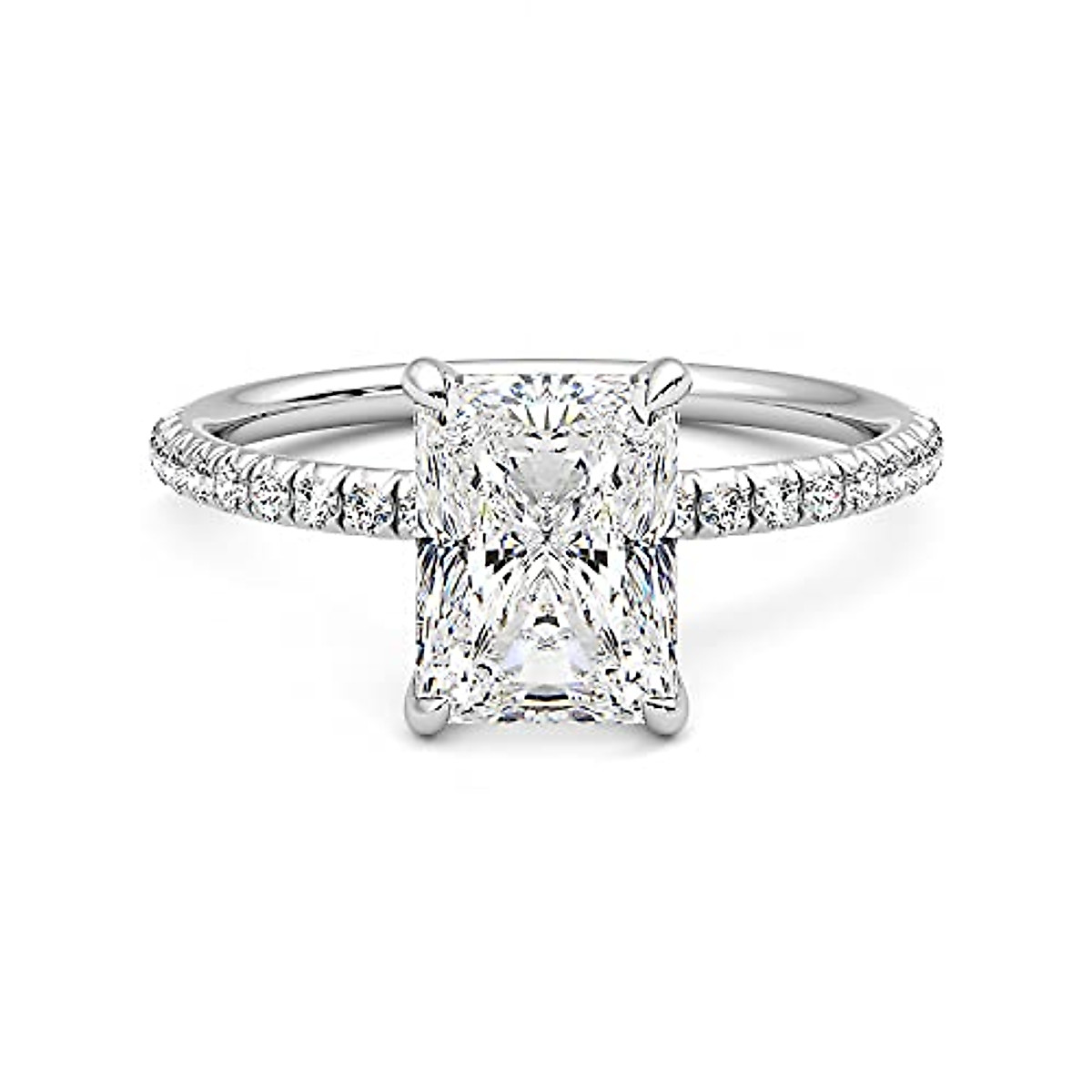 CUSTOMIZE JEWELS 1.50 Carat- 8x6 MM Radiant Cut Solitaire Moissanite Engagement Ring In 14k Gold with Accent Stone For Women,D-VVS1 (14k White Gold, 5.5)