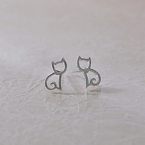 Boma Jewelry Sterling Silver Cut Out Cat Stud Earrings