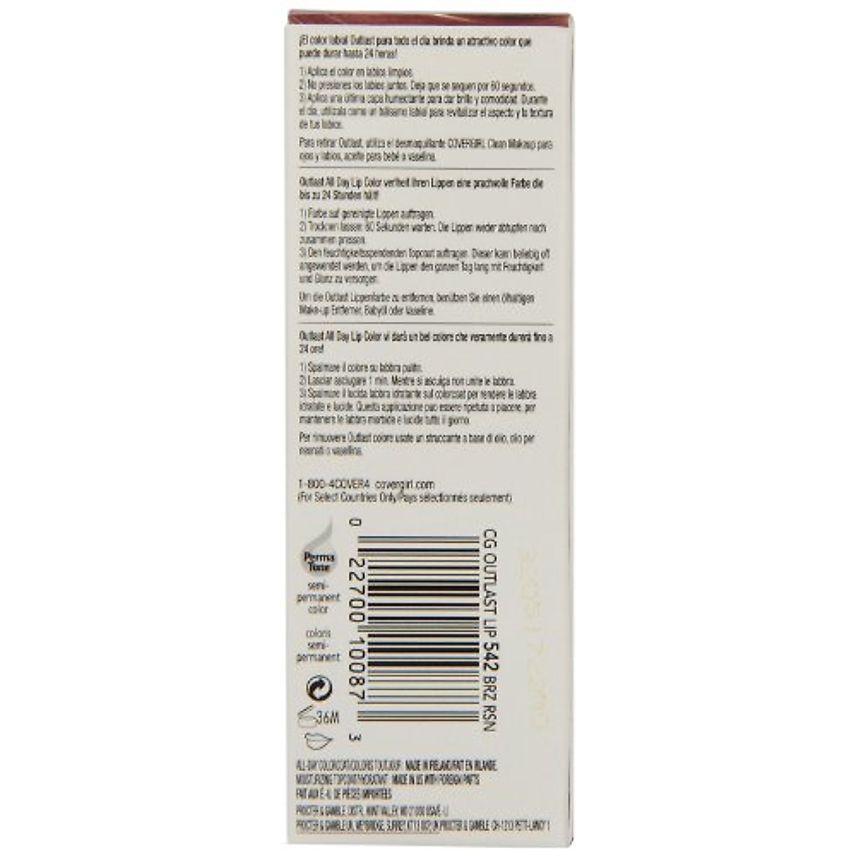 CoverGirl Outlast All Day Two Step Lipcolor, Brazen Raisin 542, 0.13 Ounce