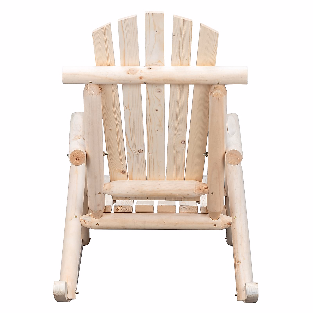 COOBL Log Rocking Chair,Solid Wood High Back Rocker,All Weather Resistant Porch Rocker for Lawn Garden Backyard Patio