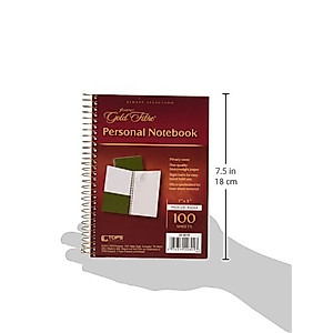 Ampad Gold Fibre Classic Series Personal Notebook, Page and Date Headings with Pocket Cover, Medium Ruling, 100 Sheets (20-801R),White,7" x 5"