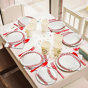 gisgfim 96 Pcs Baseball Party Supplies Bundle Paper Plates Napkins Baseballs Party Birthday Decorations Favors For Girls Serves 24