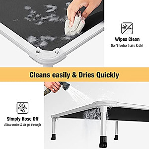 Veehoo Chew Proof Elevated Dog Bed - Cooling Raised Pet Cot - Silver Aluminum Frame and Durable Textilene Mesh Fabric, Unique Designed No-Slip Feet for Indoor or Outdoor Use, Black, Large