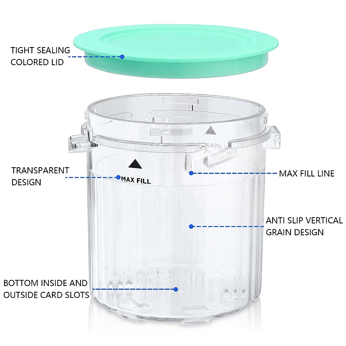 VanlonPro Pints and Lids Replacement for Ninja CREAMi Breeze Containers - 4 Pack, 16oz Cups Compatible with NC200 NC201 NC201Q CN205A NC100 NC101 Series Ninja Creamy Breeze Ice Cream Maker, BPA Free