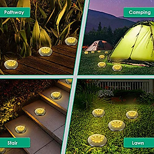 Solar Ground Lights, 8 Led Solar Garden Lights Outdoor，Disk Lights Waterproof In-Ground Outdoor Landscape Lighting for Lawn Patio Pathway Yard Deck Walkway Flood Light