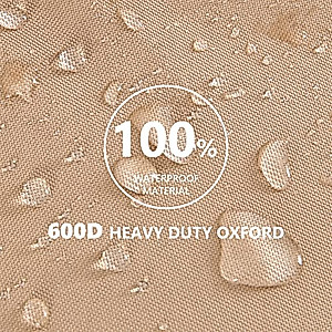 DiscoverPatios Patio Heater Covers Waterproof,600D Oxford Fabric Outdoor Heater Cover with Zipper and Storage Bag,PU Coating,Sunlight-Resistant,Snow-Resistant,Dust-proof Garden Cover(Beige 34*19*95)