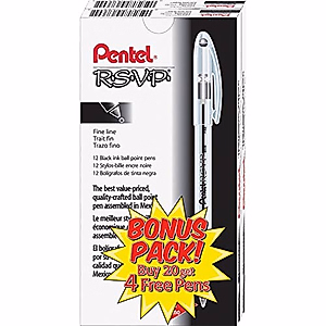 Pentel R.S.V.P. Ballpoint Stick Pens (BK90ASW2)(Pack Of 24)
