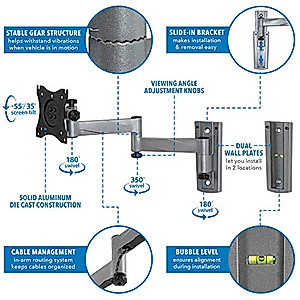 Mount-It! RV TV Mount, Lockable Full Motion TV Wall Mount Designed Specifically for RV or Mobile Home Use Single Arm Tilting and Swiveling 42 Inches Max, 33 Lb Capacity, VESA 200 Compatible