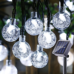 LYHOPE Solar Outdoor String Lights, 35.6ft 60 LED Crystal Ball Waterproof Solar Powered Globe Lights for Garden Patio Yard Holiday Party Decoration (Cool White)
