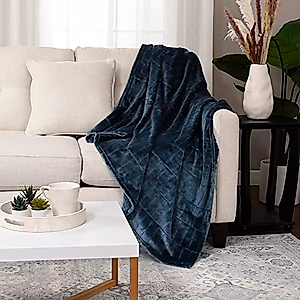 Life Comfort Cozy Textured Throw, 50"x60" 100% Recycled Fibers Eco-Friendly Super Soft Soft All Season Premium Comfort Blanket for Bed or Couch, Blue
