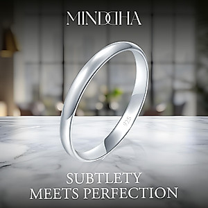 MINDDHA Sterling Silver Rings - High Polish Rings for Women, Men - Plain Dome Silver Ring - Wedding Band - Christmas, Valentines, Birthday, Mothers Day - 2mm Band Size 8