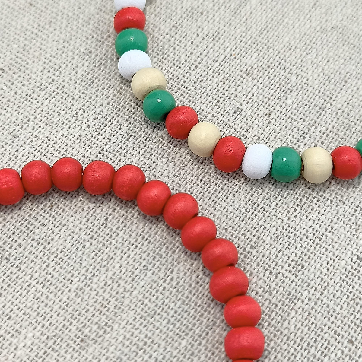 COIRIS Wooden Beaded Hoop Big Earrings Bohemian Circle Round Bead Earrings Circle Drop Dangle Earrings Jewelry For Women (ER1185-Red+Christmas)