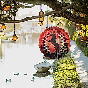 Wind Spinners Outdoor Metal Large,3D Horse Cactus Wind Spinner Hanging Decor,Kinetic Spinners for Yard Garden,12inch Shiny Wind Spinner Art Ornament,Stainless Steel Red Wind Sculptures & Spinners