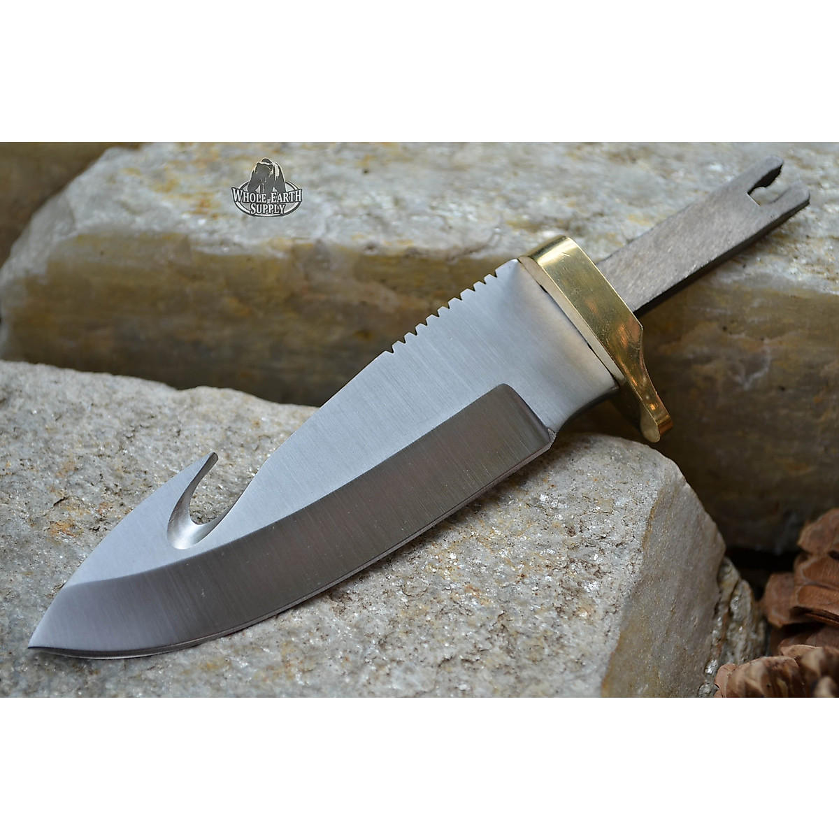 Whole Earth Supply (Set of 2) CUSTOM BLANK Guthook Knife Making Hunter Blade w/Brass Guard Bolster BLSM02