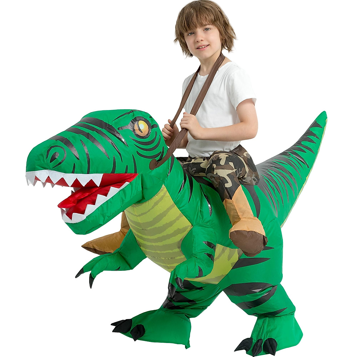 tasanor Blow Up Raptor Costume,Inflatable Costumes for Kids,Inflatable Dinosaur Costume,Halloween Costumes for Girls/Boys (4-6YRS)