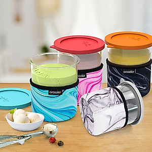 ARCOOLOR Ice Cream Neoprene Sleeve, Reusable Insulated Sleeves for Ninja Creami Pints, Compatible with NC501, NC500 Series Deluxe Ice Cream Maker Containers -Containers not Included (24oz, 4 Pack)