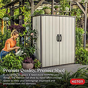 Keter Premier Tall Resin Outdoor Storage Shed for Patio Furniture, Pool Accessories, and Bikes