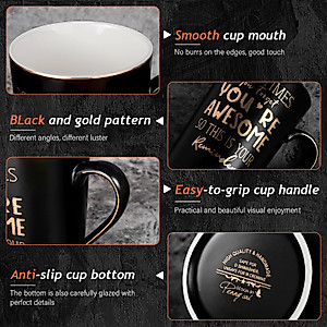 Christmas Birthday Thank You Gifts for Men, Sometimes You Forget You're Awesome - 14oz Unique Black Ceramic Inspirational Mug with Gold Print, Present for Boyfriend Husband Employee, Nice Gift Boxed