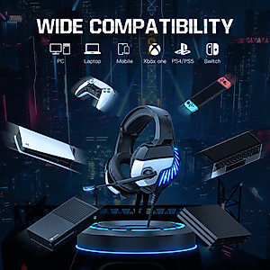 FEIYING Gaming Headset for PS4, PS5, Noise Cancelling Over Ear Headphones with Mic, Wired Over-Ear Headphone with 360° Adustable Noise Canceling Microphone for PC, PS4, PS5, Mac