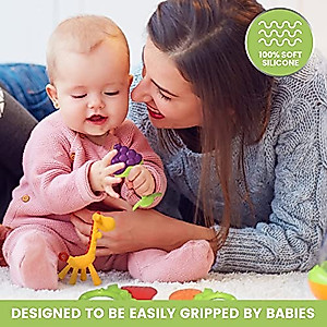 Baby Teething Toys for Newborn Infants (6-Pack) Freezer Safe Infant and Toddler Silicone Teethers Soothe Babies Gums, Perfect Baby Gift