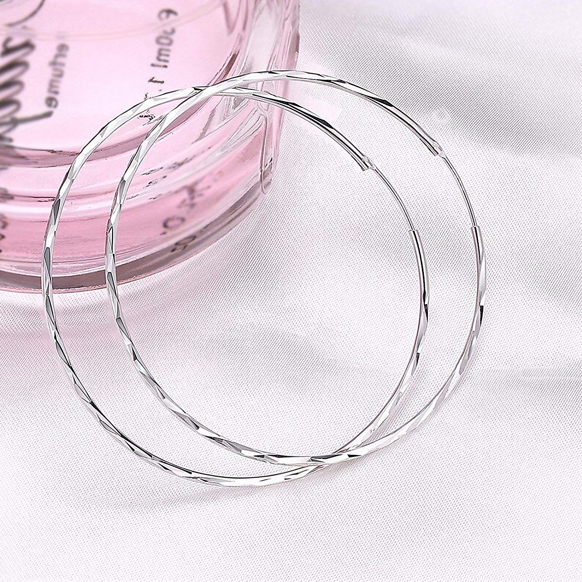 POPLYKE 925 Sterling Silver Circle Endless Hoop Earrings for Women (40MM Hoop Earrings)