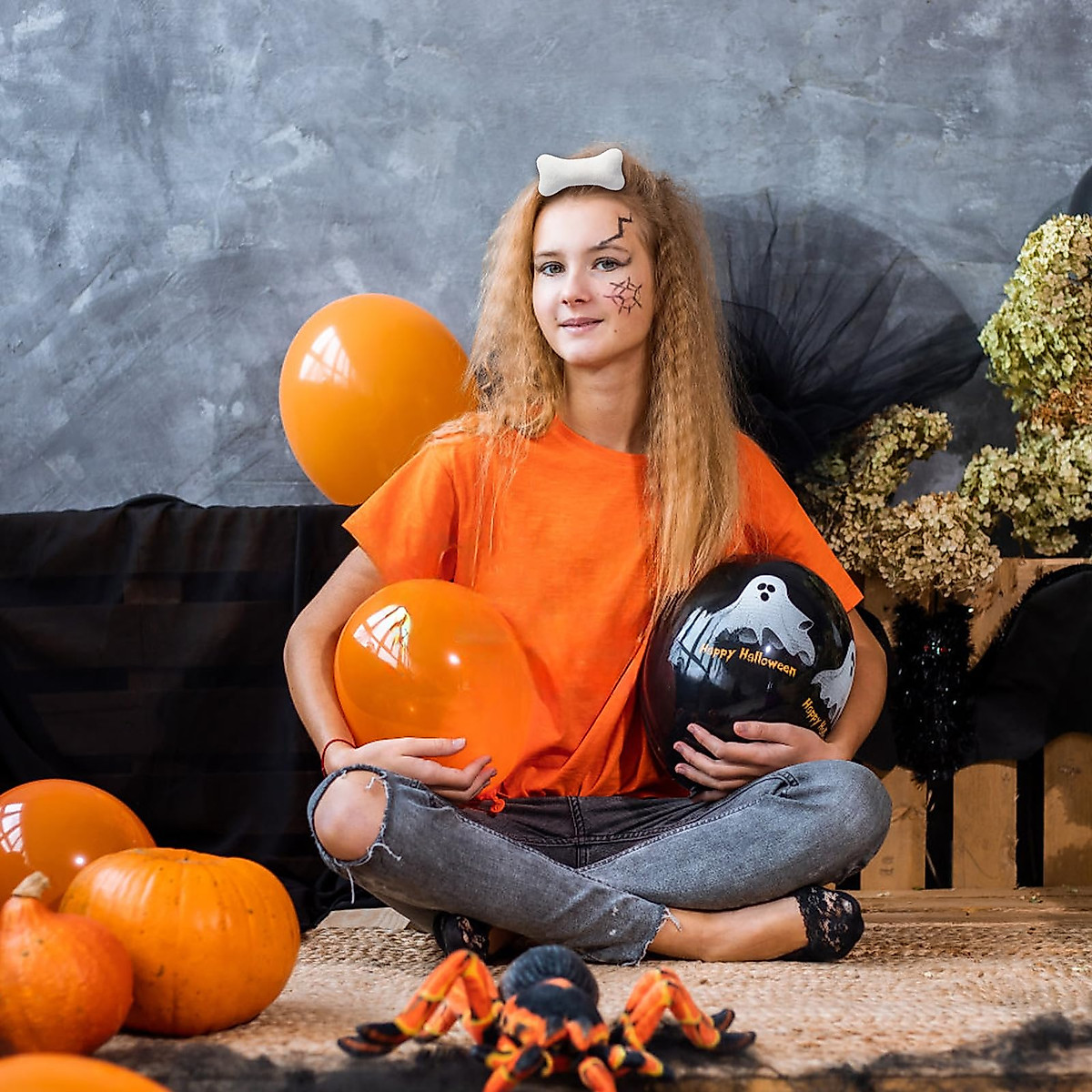 4PC Large Bone Hair Clips Halloween Costume Accessories White Plush Skeleton Hairpins Women Girls Cosplay Headwear