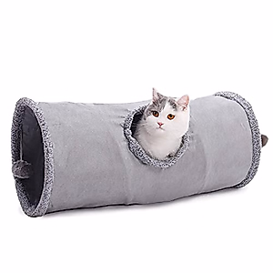 Speedy Pet Collapsible Cat Tunnel, Cat Toys Play Tunnel Durable Suede Hideaway Pet Crinkle Tunnel with Ball S