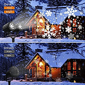 Craftersmark Christmas Projector Lights, Snowflake Projector Lights Outdoor, Snowflake Projector Indoor, Waterproof LED Christmas Light Projector Outdoor for Xmas Valentine Winter Holiday（Double-Head）