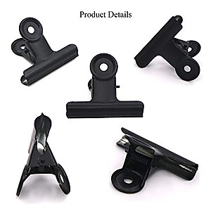 Black Metal Bull Hinge Clips, Coideal 20 Pack 2 Inch Large Binder Paper Clip Clamps for Food Bags, Pictures Photos, Art Crafts, Office Supply (51mm)