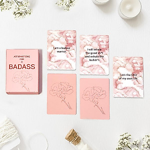 Gejoyse 60 Badass Affirmation Cards for Women Inspirational Motivational Cards for Women Positive Daily Badass Affirmations Cards for Women Spiritual Self Care Gifts for Women Friend Her