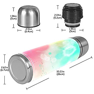 Stainless Steel Leather Vacuum Insulated Mug Tie-dye Thermos Water Bottle for Hot and Cold Drinks Kids Adults 16 Oz