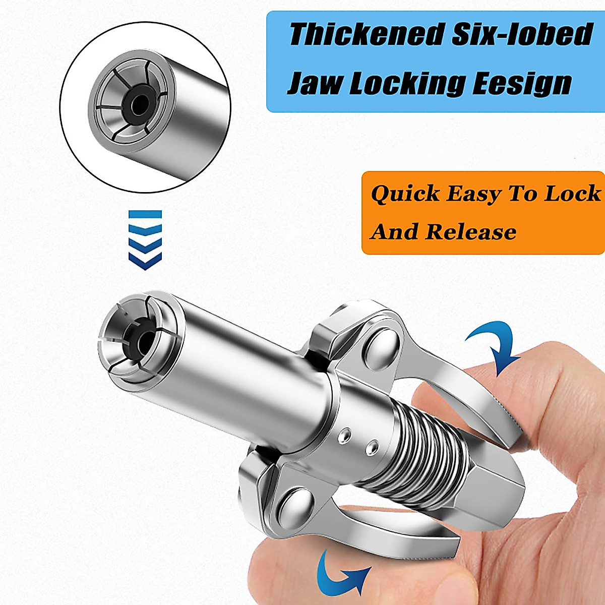 FACITE Grease Gun Coupler Grease Gun Tip Quick Lock and Release Lube Grease Gun Fittings Grease Nozzle Coupler Upgraded to 12000 Psi,Compatible with All Grease Guns 1/8" Npt