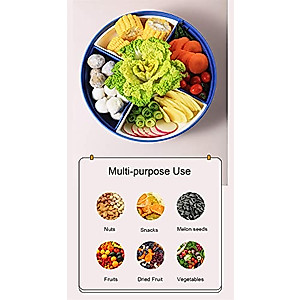 XKXKKE Divided Serving Dishes with Lid,Serving Bowls,Multifunctional Party Snack Tray for Fruits,Nuts,Candies,Crackers,Veggies Blue
