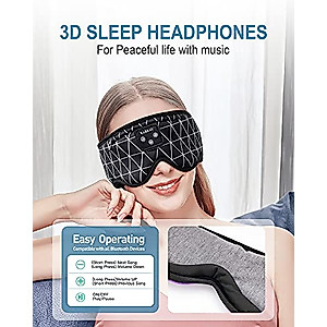 Sleep Headphones, Kabray Sleeping Headphones Soft Comfortable Bluetooth Sleep Mask with Ultra Thin Speakers, Cool Gadgets Gift for Women Men Valentine's Father's Mother's Day Birthday Christmas