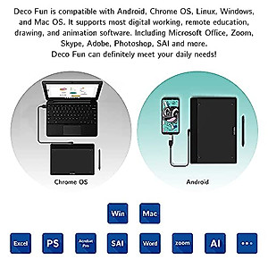 XPPen Deco Fun L Graphic Drawing Tablets 10x6 Inches Digital Drawing Pad Art Tablet with 8192 Levels of Pressure Battery-Free Stylus for Digital Drawing, Animation, Online Teaching(Black)