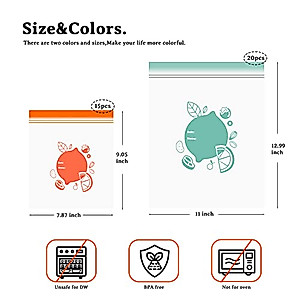 BRATA 15 PACK Reusable Storage Bags for food,BPA FREE Reusable Ziplock Bags Freezer Bags,Gallon Ziplock Bags for Liquid food Sandwich Meat Fruit Veggies Snack,Thaw in Microwave