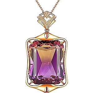 Natural Multi Color Tourmaline Gemstone Fashion Necklace Pendant For Women, Sterling Silver, 18K Plated, 18’’ Chain, Beautiful Gift For Mom, Wife, Girlfriend, Daughter, Sister