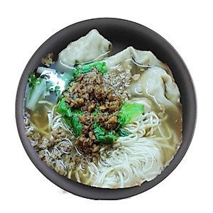 Lucky Star Melamine Round Bowls Set Ramen Vietnam Pho Noodles Soup Bowls, 8-1/16"dia. X 3-1/16” H (Capacity: 48 oz), Black (24)