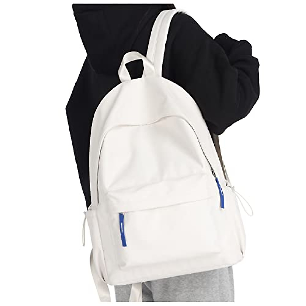 School Backpack for Teen Girls,Simple School Book Bag Waterproof High School Backpack for Boy Middle Student Bookbag College Backpack for Women Men Casual Daypack Travel Aesthetic Backpacks White