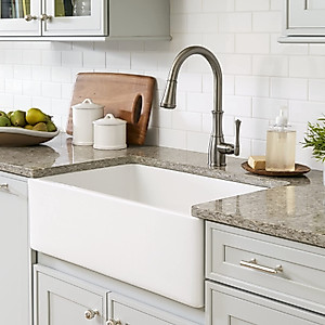 Sinkology K808-B60 Turner Farmhouse/Apron-Front 30 in. Single Bowl Fireclay Kitchen Sink with Strainer Drain, 30 inch, Crisp White