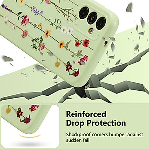 ZTOFERA Floral Case for Samsung Galaxy A14 5G,Clear Cute Flower Pattern Case for Girls Women,Flexible Silicone Protective Slim Shockproof Bumper Phone Case for Samsung Galaxy A14 5G,Green