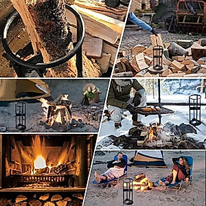 HaTur Firewood Kindling Splitter Wood Cutter Cracker Cast Steel Manual Log Splitter with Gloves for Home, Outdoor Camping, Crisscross Type, Quick Split into 4 PCS