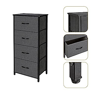 AZL1 Life Concept 4 Drawers Fabric Dresser Storage Tower, Organizer Unit for Bedroom, Closet, Entryway, Hallway - Dark Grey
