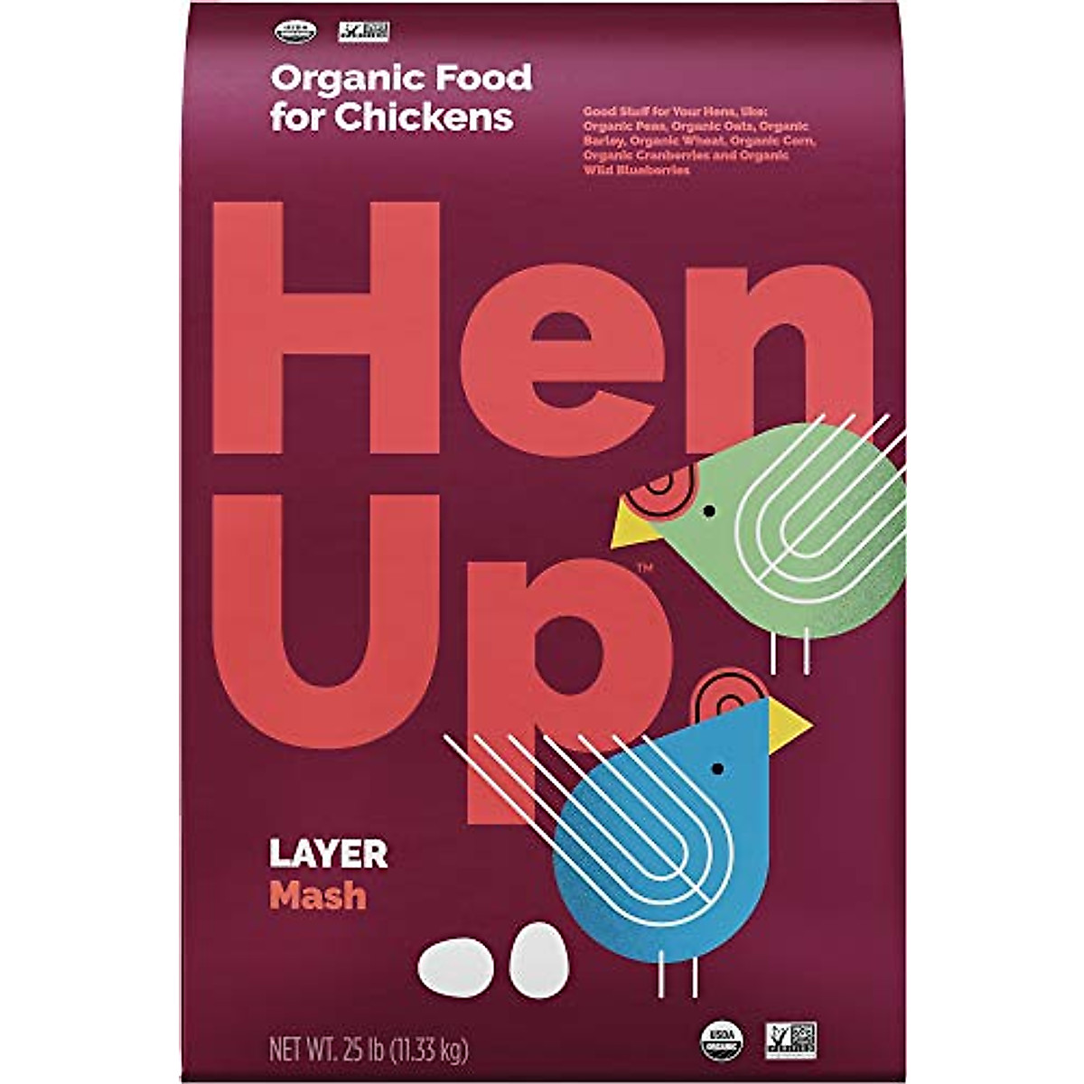 Hen Up Organic | Layer Mash - Non-GMO Chicken Food | 25 Pound (25 lb.) Bag