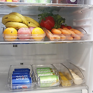 Refrigerator Organizer Bins, Clear Plastic Storage Bins, Stackable Fridge Organizer for Freezer, Cabinet, Fridge, Kitchen Pantry Organization and Storage (Set of 6)