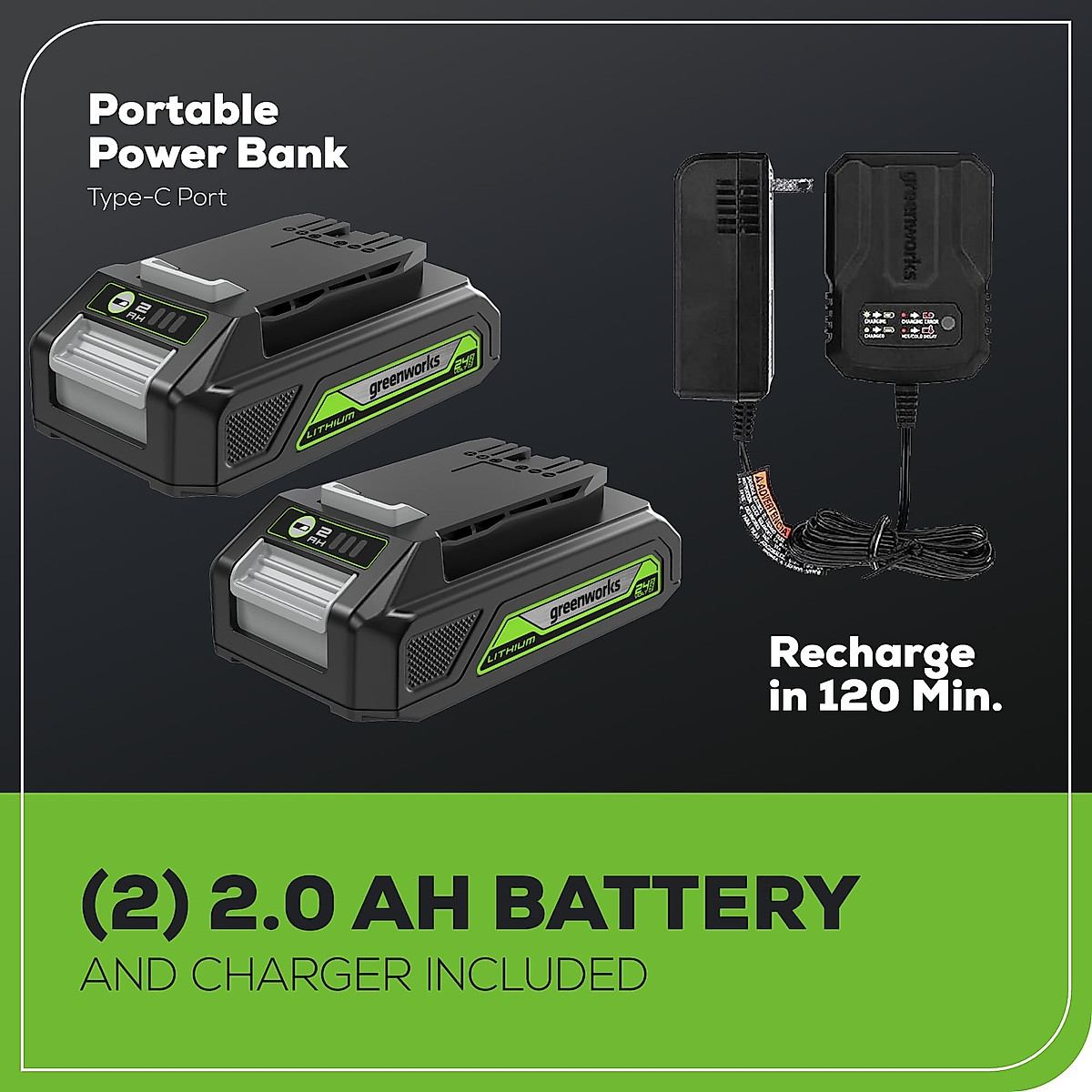 Greenworks 24V Cordless Drill Impact Driver Combo kit, 1/2” Drill & 1/4” Hex Impact Driver Brushless Power Tool Kit, Included 2 Batteries, 1 Charger, 8 pcs Bit Set & Bag