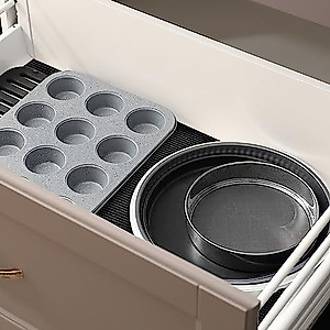 PABUSIOR Drawer Shelf and Cabinet Liner - 0.2 Inch Thick Strong Grip, 11.4 x 98 Inch, Easy to Cut Foam Toolbox Drawer Mat, Double-Sided Non-Slip Shelf Liner for 12 Inch Wire Shelving, Black