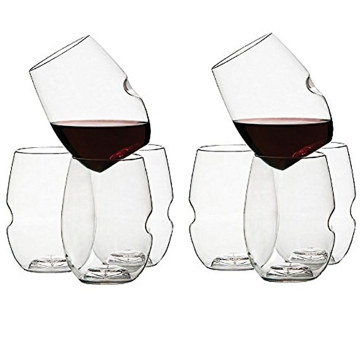 govino Go Anywhere Wine Glasses | Dishwasher Safe, Flexible, Shatterproof, and Recyclable | 16 oz. Each | Set of 8.