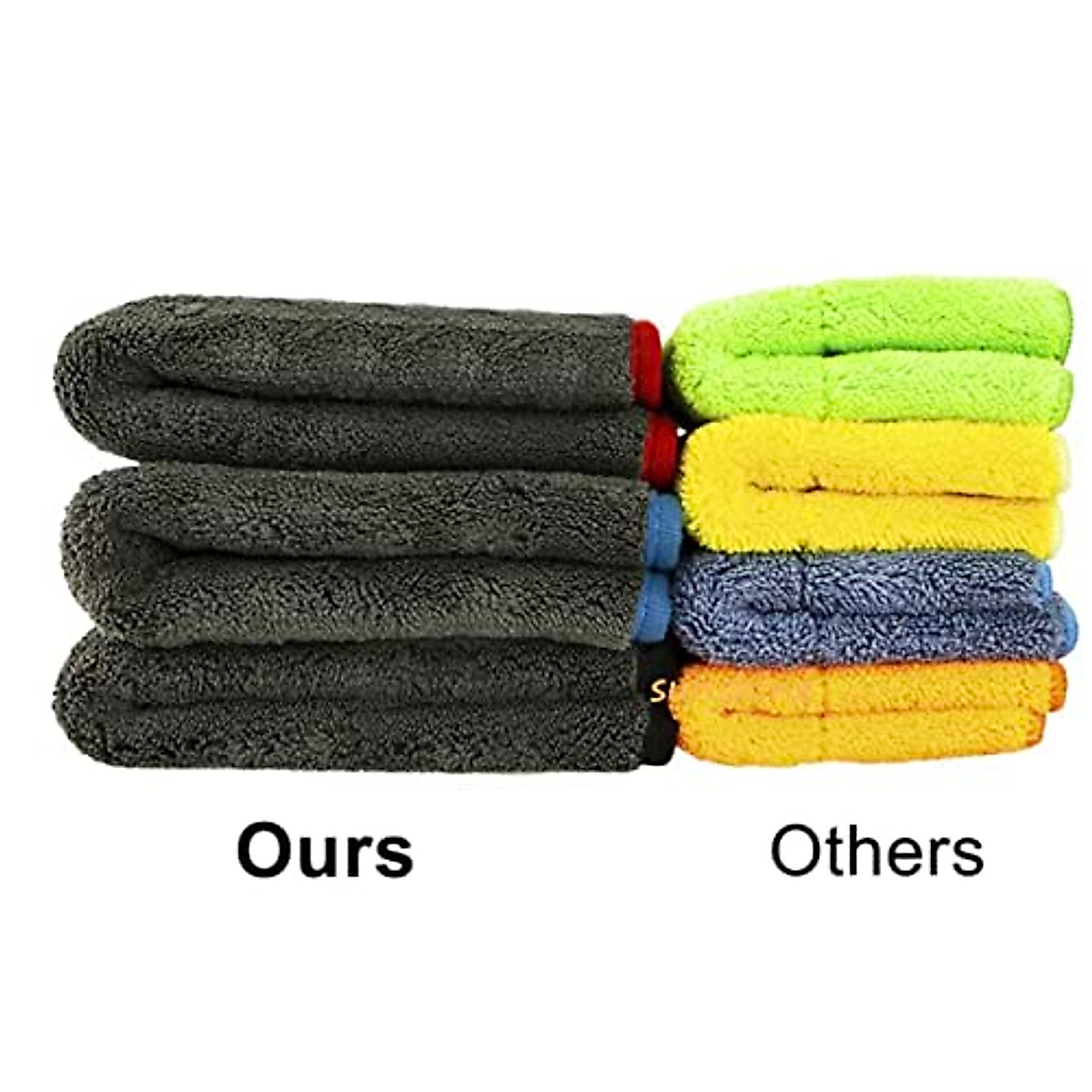 Atlas Connect 1200 GSM Ultra Thick Microfiber Towels for Cars, Soft Car Drying Towel for Washing, Polishing and Auto Detailing 16'' x 16'' (3 Pack)